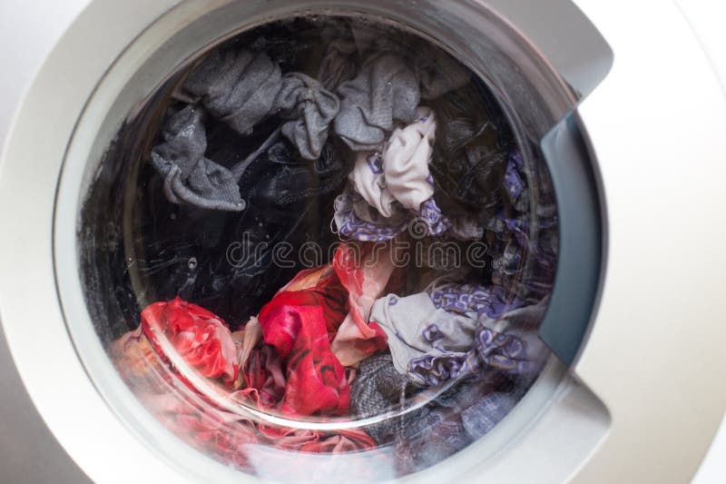 A Close View of Domestic Washing Machine at Work Stock Image - Image of ...