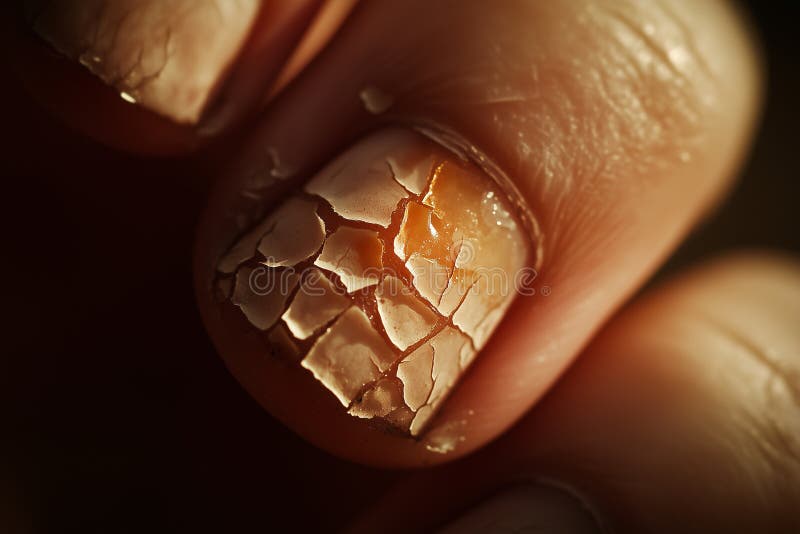 Close-up of Damaged Fingernails Showing Cracks and Peeling at an ...