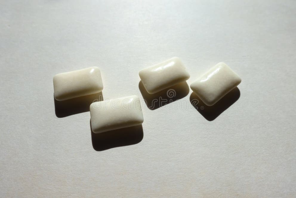 Close View of Four White Pieces of Chewing Gum Stock Image - Image of ...