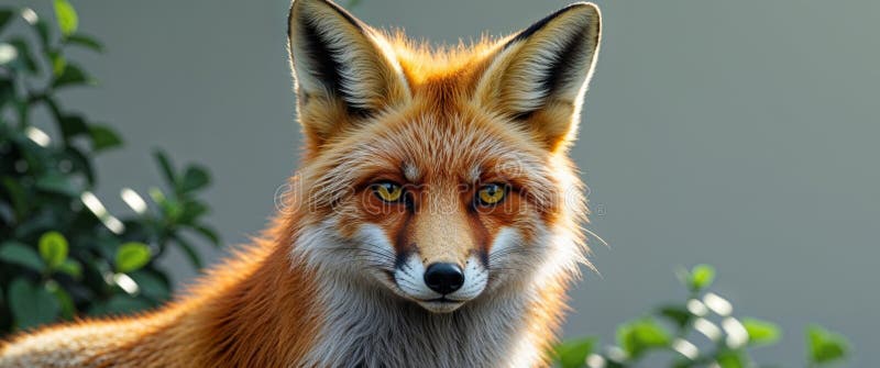 Close View of a Fox Displaying Sharp Features and Intense Gaze in a ...