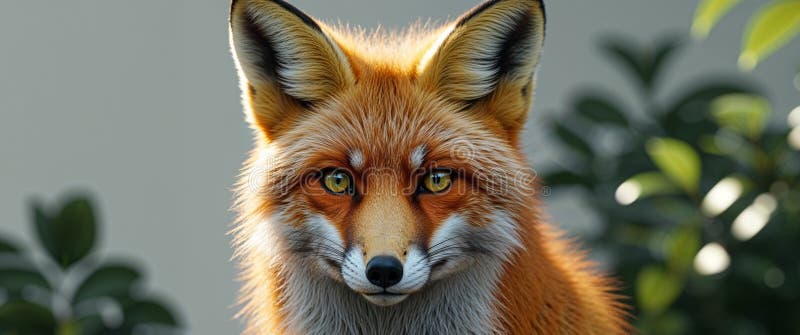 Close View of a Fox Displaying Sharp Features and Intense Gaze in a ...