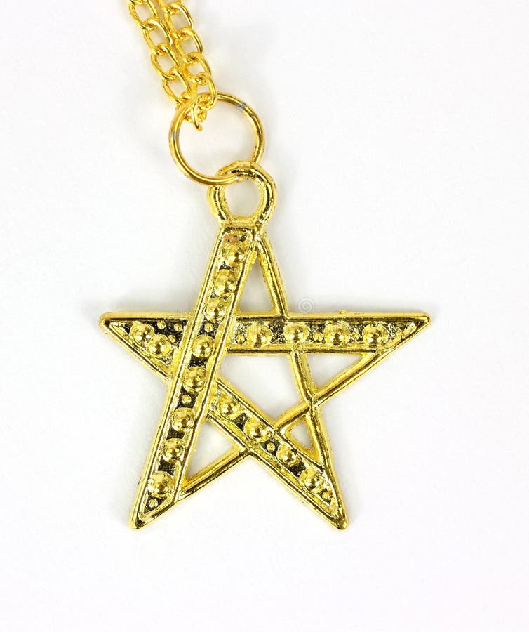Close View of a Gold Colored Star Shaped Pendant W Stock Image - Image ...