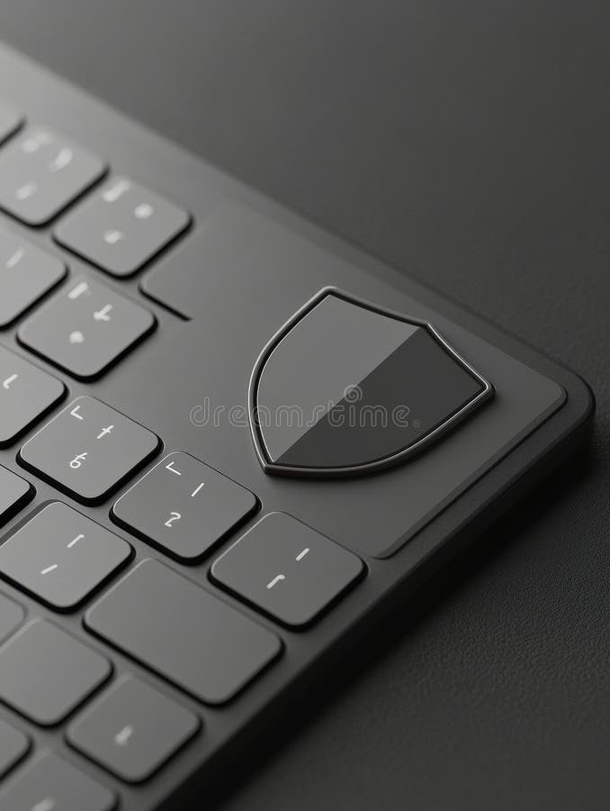 This Close View Highlights a Sleek Keyboard Equipped with a Shield ...