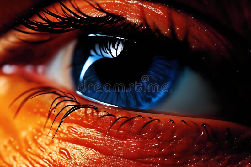 Close View of Human Eye with Blue Iris and Red Skin Stock Illustration ...