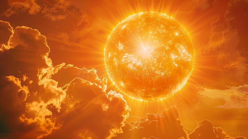 A Close View of a Large Sun in Space with Rays Emanating from it. Stock ...