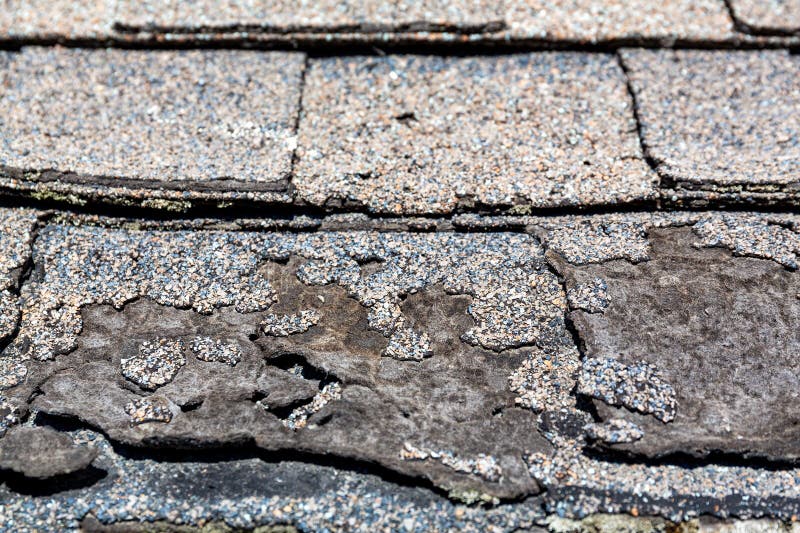 Close View of a Row of Weathered Shingles Damaged from the Sun Stock ...