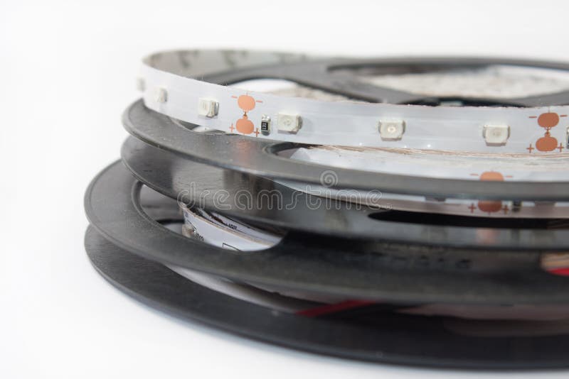 Close View of LED Stripes on the White Background Stock Photo - Image ...