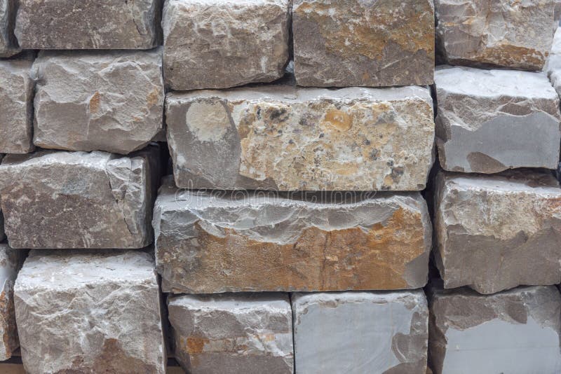 Close View of Marble Small Blocks for Industrial Construction Stock ...