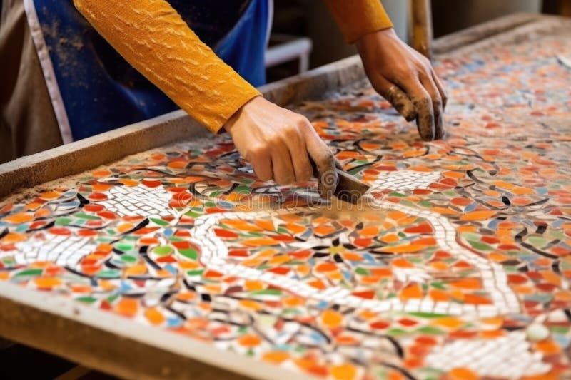 Close View of the Mosaic Tile Drying Process Stock Image - Image of ...