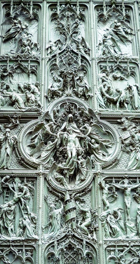 Close View of One of the Beautiful Gates of the Milan Cathedral Stock ...