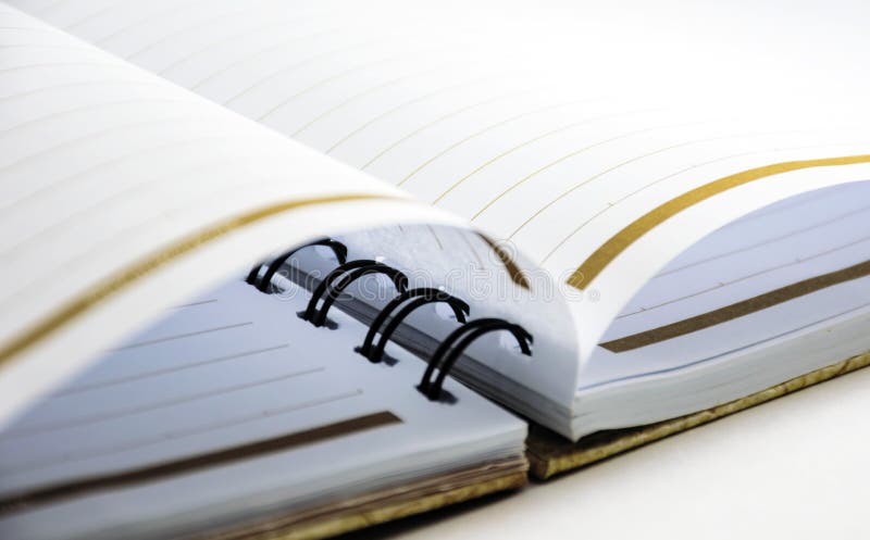 A Close View of an Open Diary or Notepad with Rings Isolated on a White ...