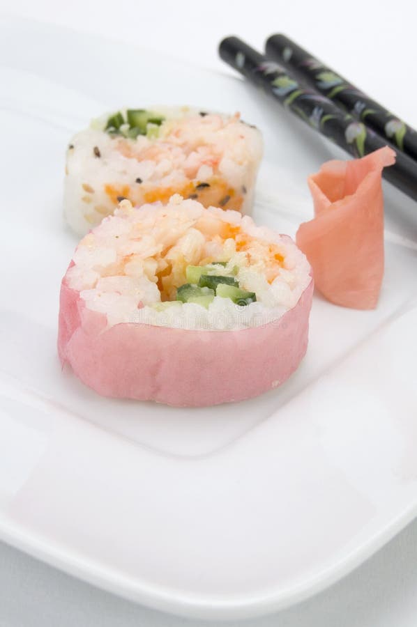 Close View of Pink Sushi stock photo. Image of nutrition - 48606154