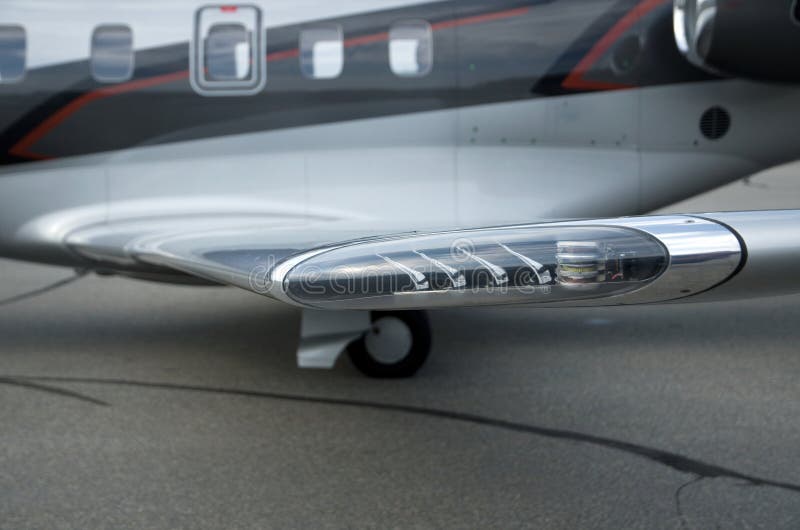 Close View of Private Airplane Wing Lights Stock Photo - Image of ...