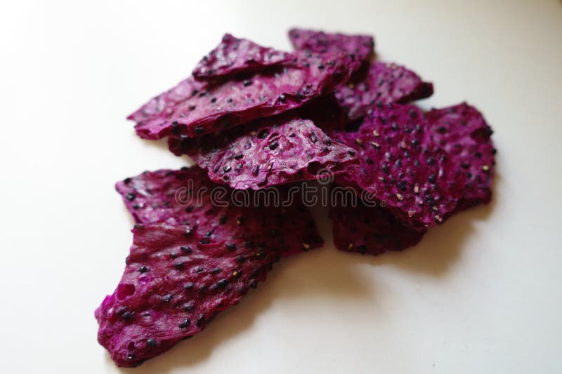 Close View of Purple Dried Dragon Fruit Chips Stock Image - Image of ...