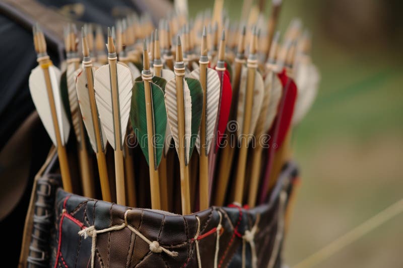 Close View of Quiver on Back Full of Arrows Stock Photo - Image of ...