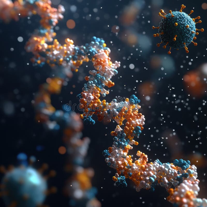 Molecular RNA Chain Intertwined with Viruses in a Dynamic Close Up ...