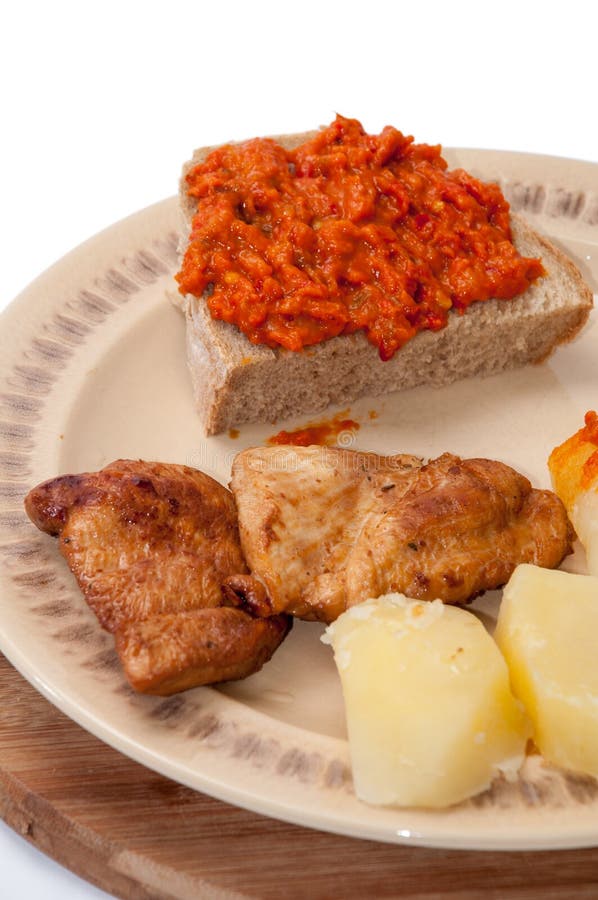 Serbian ajvar stock photo. Image of isolated, nice, bread - 133034020