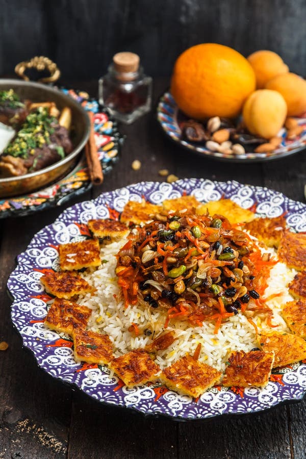 Close View of Shirin Polo Persian Traditional Rice Stock Photo - Image ...