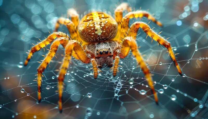 Close View of a Spider Weaving Its Intricate Web. Stock Photo - Image ...