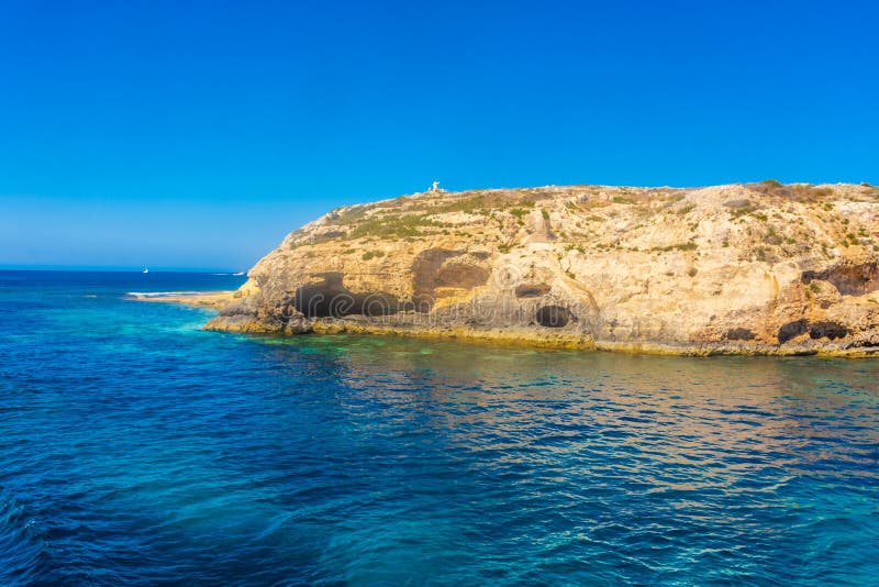 Close View of St. Paul Island in the Sea of Bugibba, Malta Stock Image ...