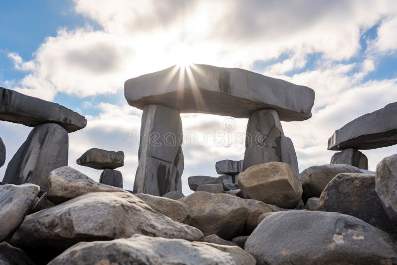 Close View of a Telltale Inuit Inukshuk Stone Structure Under Open Sky ...