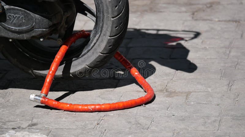 Motorcycle Repair Process with Focus on Tire and Air Hose Stock Footage ...