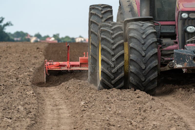 Tractor Harvester Working on the Field Stock Image - Image of farm ...