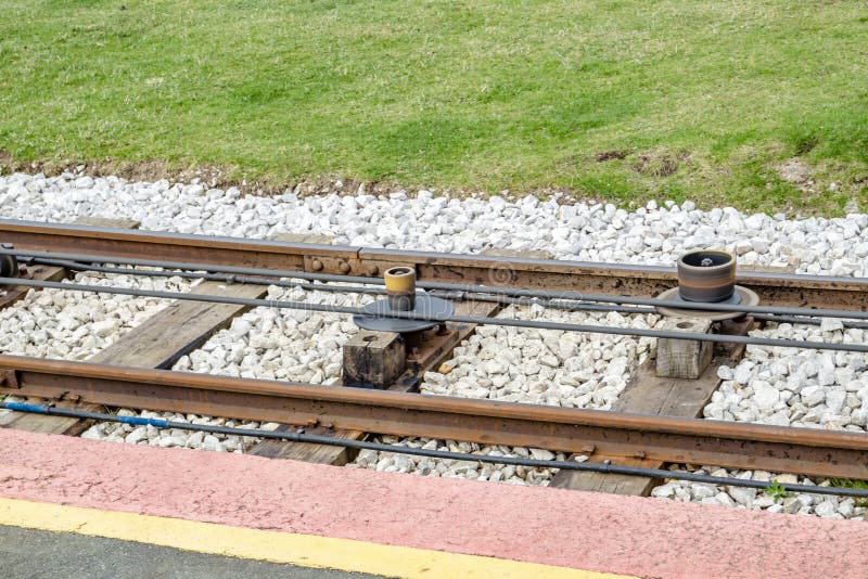 Close View of Tram Rail Tracks Showing the Cable System Which Pulls the ...