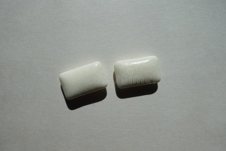 Close View of Two White Pieces of Chewing Gum Stock Image - Image of ...