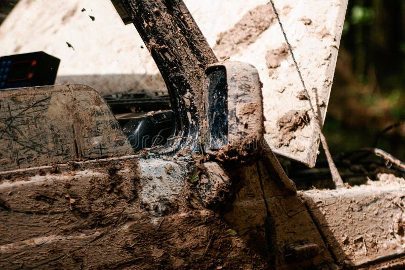 Close of View of a Very Muddy Car after Off Road Driving through the ...