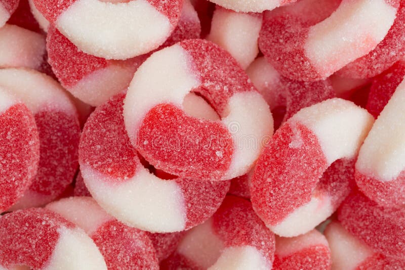 Close View of Cherry Flavored Candy Rings Stock Image - Image of white ...