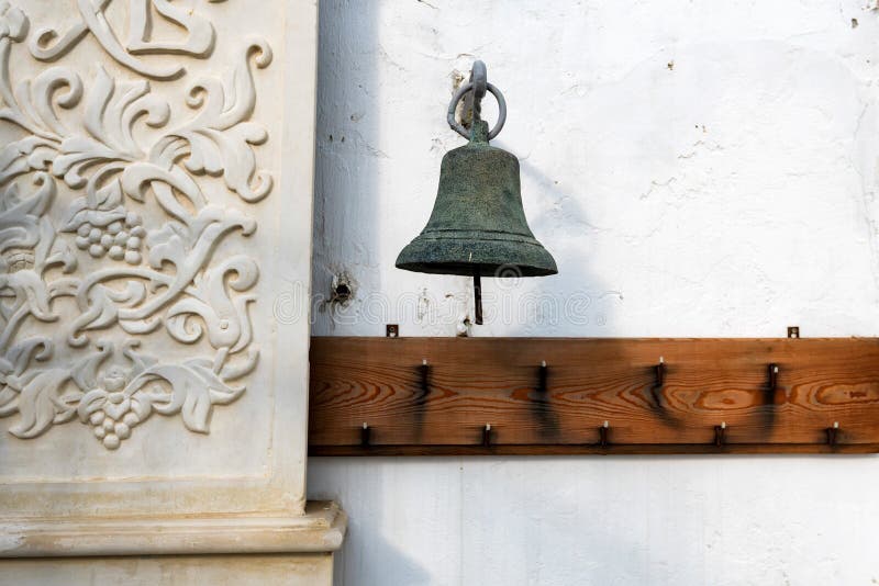 Old Brass Bell on the Wall Close Up Stock Image - Image of museum ...