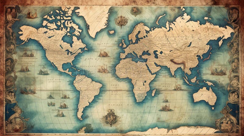 Close of World Map Generated by AI Tool Stock Illustration ...