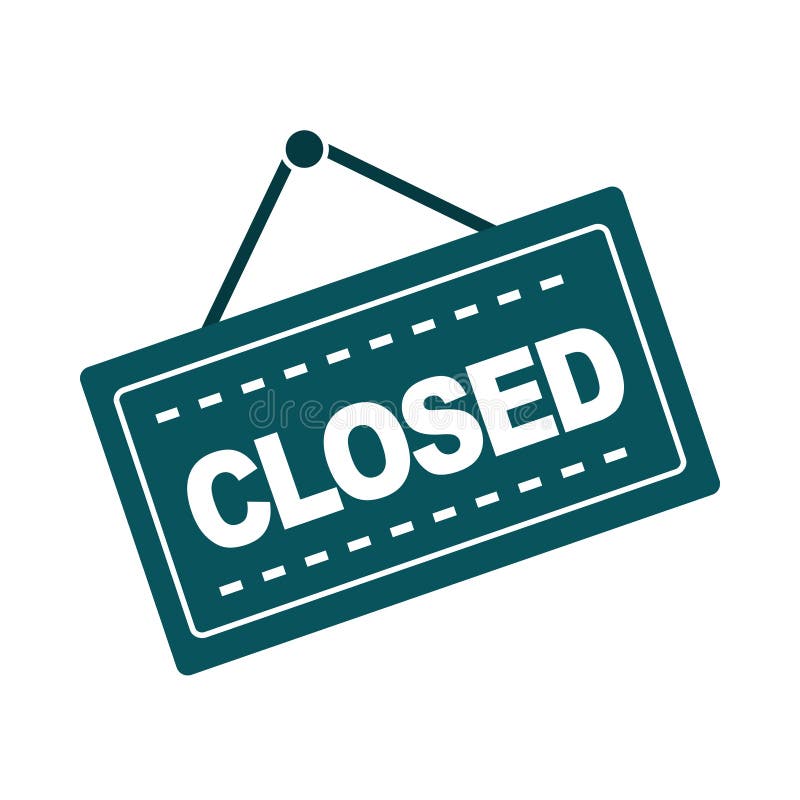 Closed Banner on Door Store Template Flat Icon Stock Vector ...