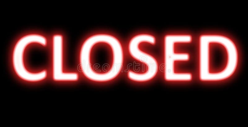 Closed banner neon sign stock photo. Image of poster - 83843312