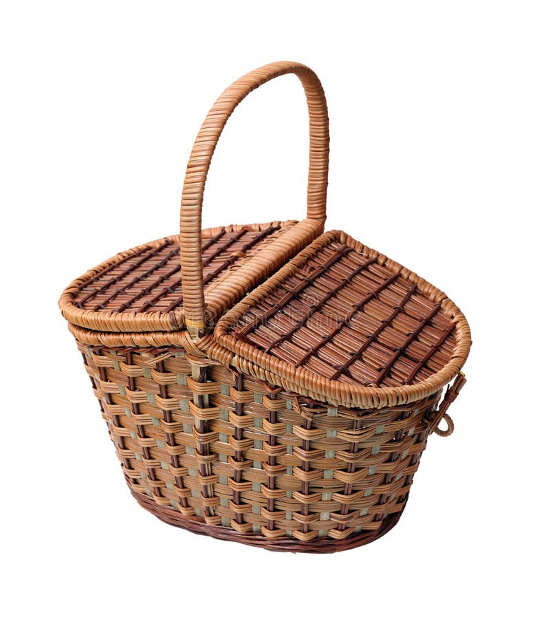 Closed Basket for Picnic Isolated Stock Image - Image of shopping ...