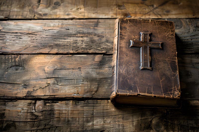 A Closed Bible Book on a Wooden Table Stock Image - Image of concept ...