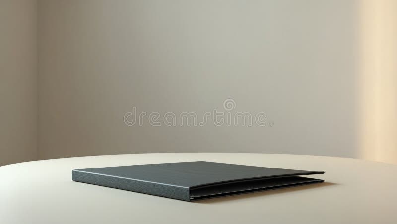 Closed Black Binder on Minimalistic Neutral Background Table Display ...