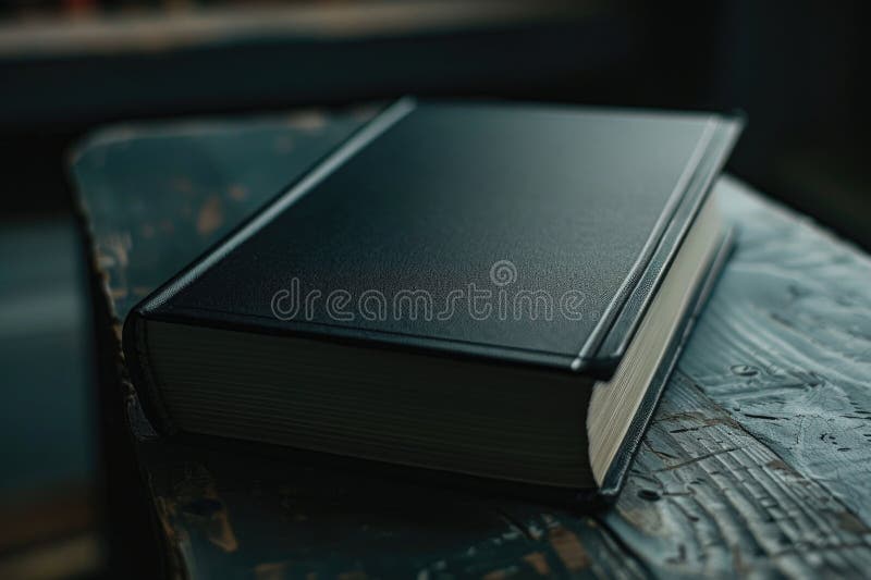 A Closed Black Book Sitting on a Wooden Table, Ready for Use Stock ...