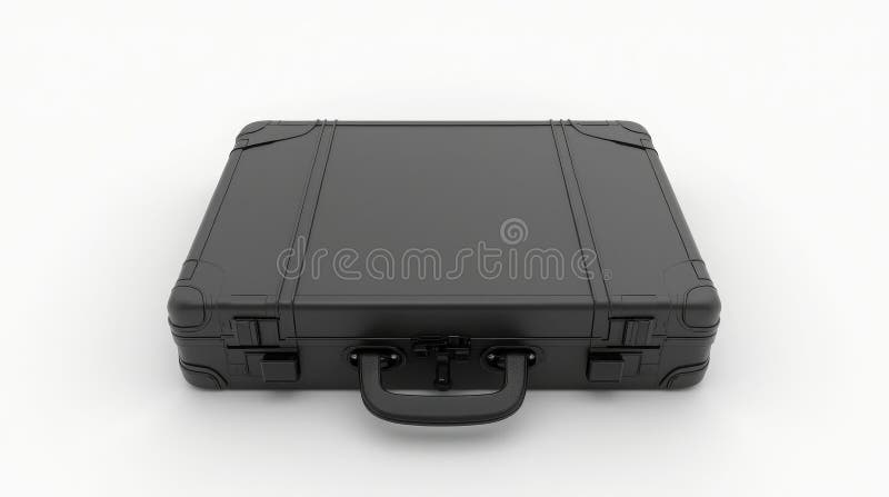 Closed Black Briefcase Isolated on White Background Stock Illustration ...