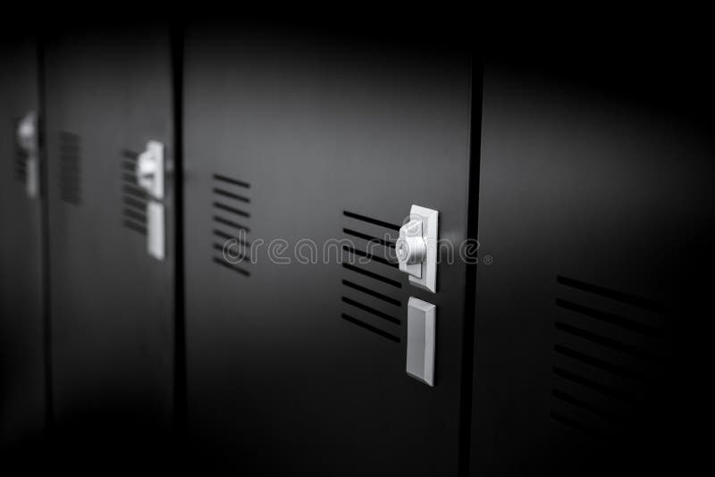 Black Metal Cabinets for the Server Closed on the Key Lock Stock Image ...