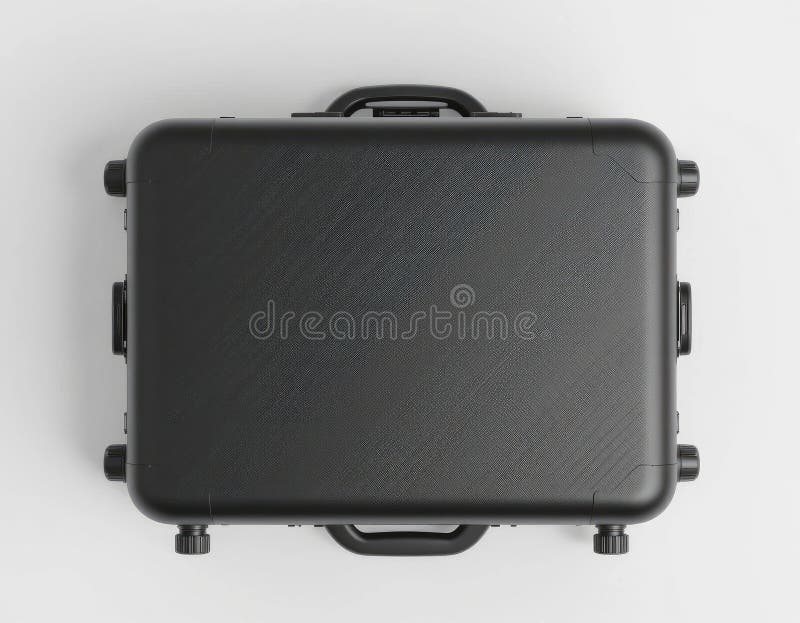 Closed Black Hard Case Briefcase Top View with Handles and Locks Stock ...