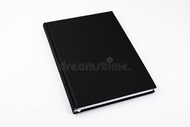 Closed Black Leather Diary with Blue Trim and Separator for Mockup As a ...