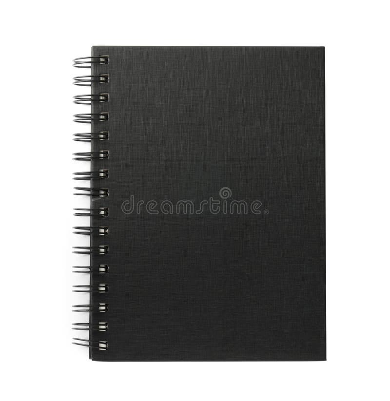 Closed Black Office Notebook Isolated on White, Top View Stock Photo ...