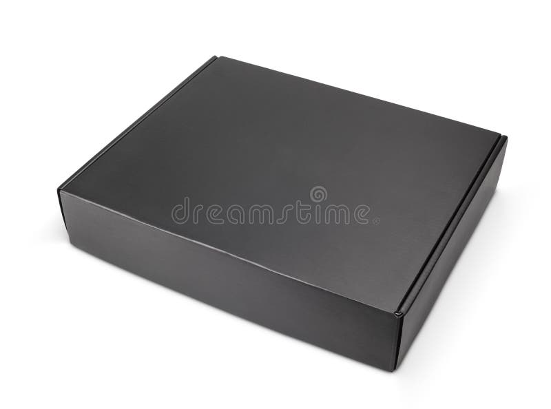 Closed Blank Black Carton Box on White Stock Photo - Image of pack ...