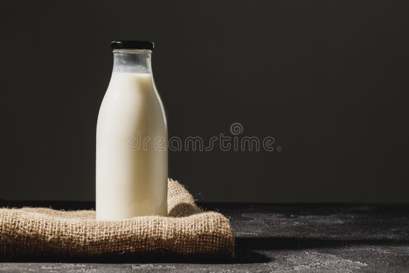 Closed Blank Glass Bottle of Milk, Front View Stock Photo - Image of ...