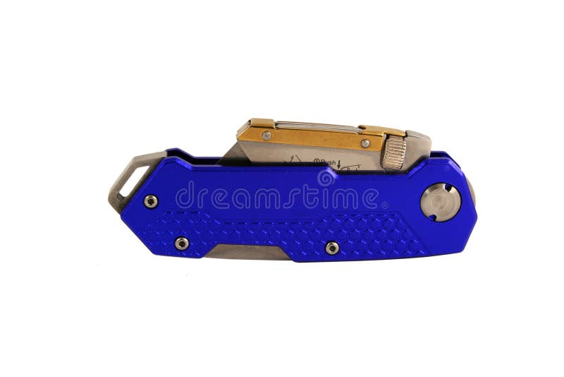 Closed Blue Anodized Contractors Razor Knife Stock Photo - Image of ...