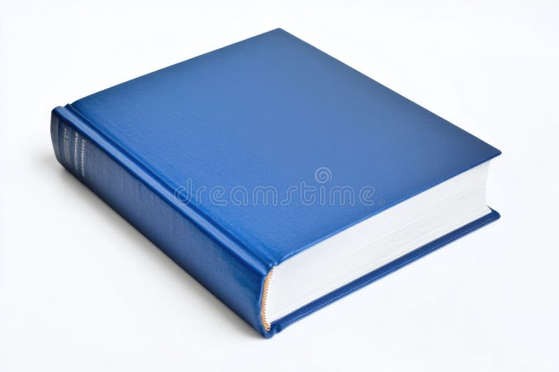 A Closed Blue Book Sits on a Clean White Table, Ready for Reading Stock ...