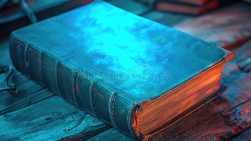 Closed Blue Book Sitting Wooden Surface Stock Photos - Free & Royalty ...
