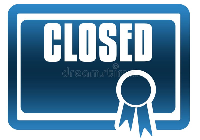 CLOSED blue certificate. stock illustration. Illustration of closed ...